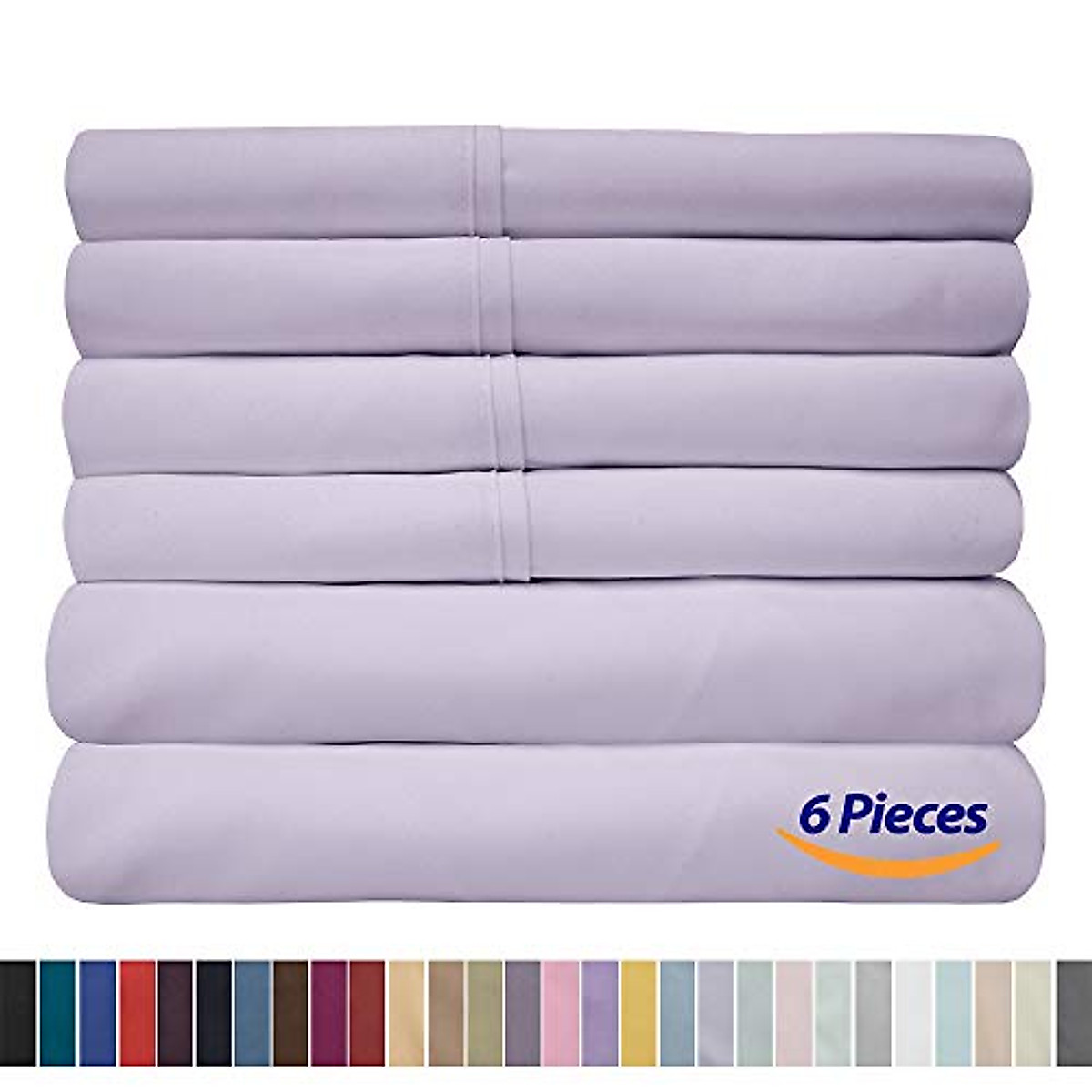 Cal King Size Bed Sheets - 6 Piece 1500 Supreme Collection Fine Brushed Microfiber Deep Pocket California King Sheet Set Bedding - 2 Extra Pillow Cases, Great Value, California King, Lilac