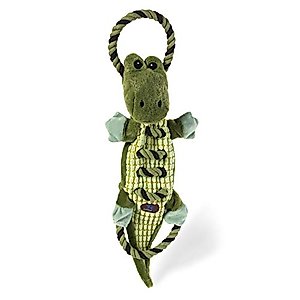 Charming Pet Ropes-A-Go-Go Gator Interactive Plush Squeaky Dog Tug Toy