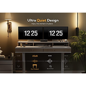 Claiks Standing Desk with Drawers, Electric Adjustable Standing Desk Adjustable Height, Sit Stand Up Desk with Storage Shelves & Wheels, 48 Inch White