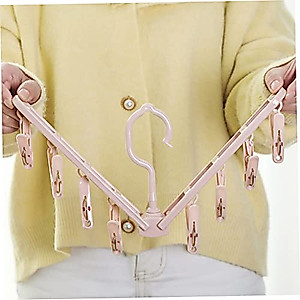 Cabilock 2pcs Foldable Travel Racks for Pink Hats Space Windproof Clothes Rack Socks Hanger Clothespins Clips Hangers with Underwear Drying Laundry Saving Multi-Purpose Clip