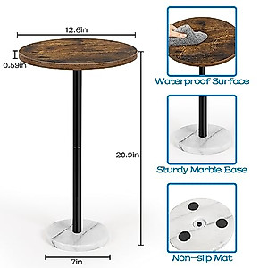 Round Side Table Set of 2 Small End Table Accent Table for Small Spaces Round Coffee Table Wood Rustic Nightstand Bedside Table Outdoor Side Table Living Room Bedroom Balcony Brown