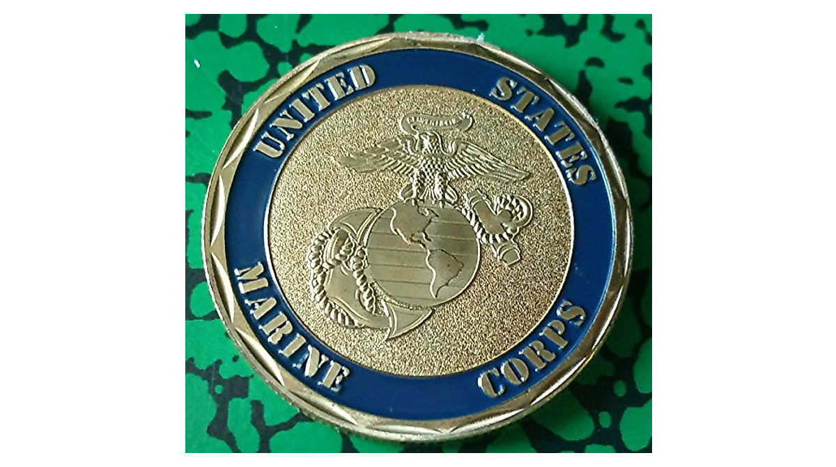 USMC 5th Marine Regiment Colorized Gold Challenge Coin