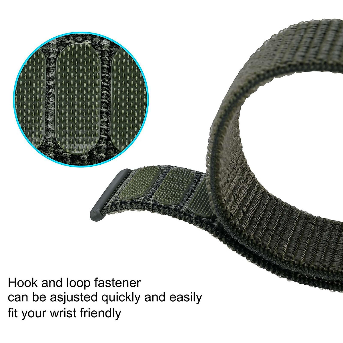 ANNEFIT Nylon Sport Loop Watch Bands 22mm, 2 Packs Quick Release Adjustable Strap for Men Women (Black and Army Green)