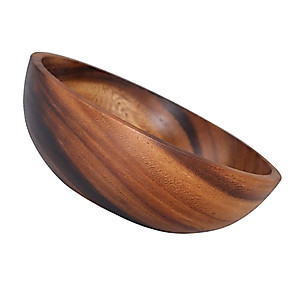 Operitacx Bowls Salad Bowl Wooden Bowl Wood Salad Bowl Large Small Serving Bowl Stackable Nesting Mixing Bowl for Ramen Pasta Rice Fruit Salad Cereal Soup Noodle 16X7CM Wooden Salad Bowl Vintage Decor