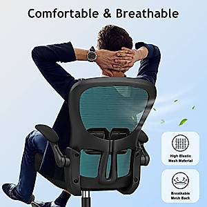 YONISEE Desk Chair - Ergonomic Office Chair Swivel Computer Chair with Flip-up Armrest, Adjustable Lumbar Support, Height Tilting Adjustment, Home Office Desk Chairs Mesh Task Rocking Executive Chair