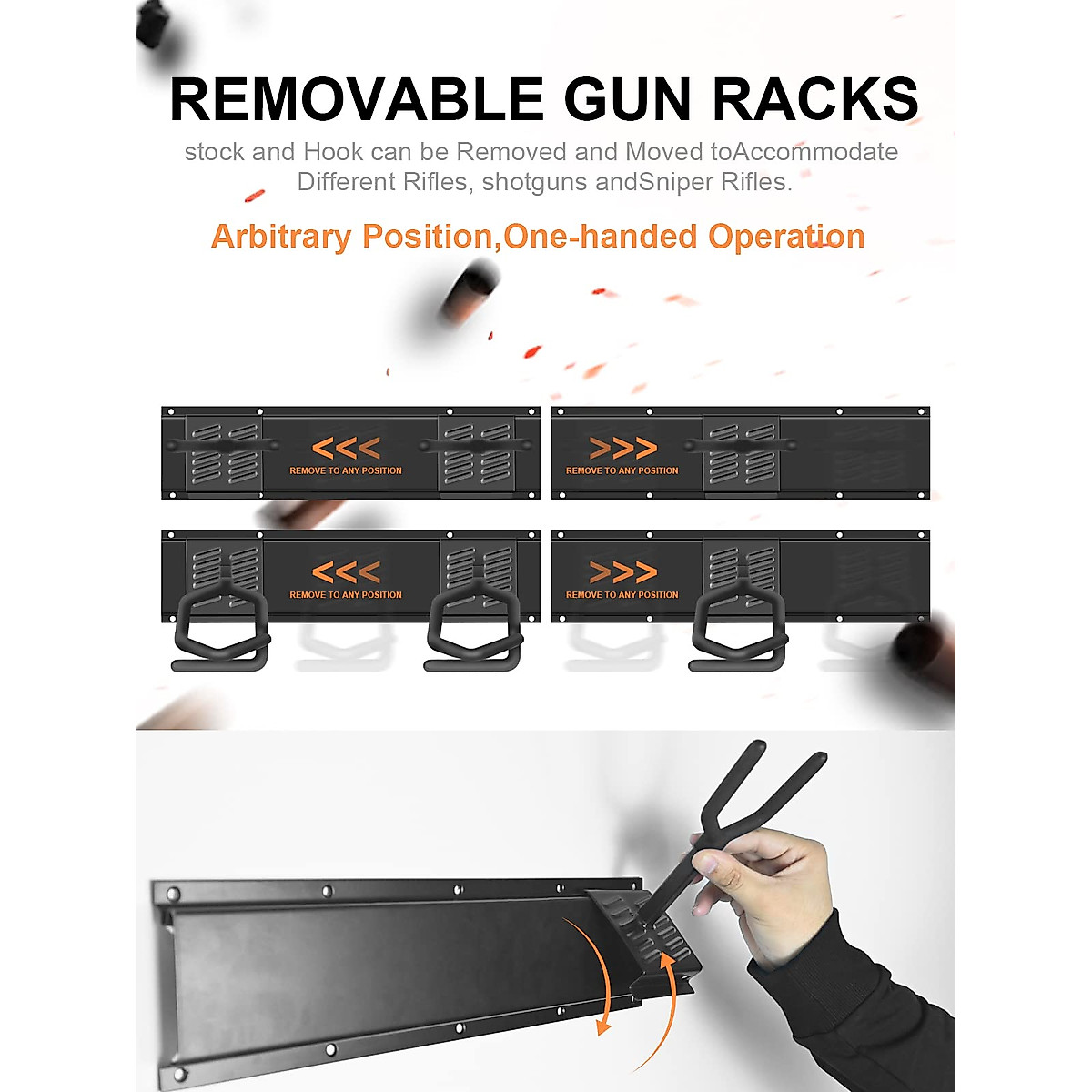 Kadunmina Gun Rack Wall Mount Adjustable Heavy Duty Steel Indoor Gun Racks Holds up to 160lbs Metal Shotgun Rack Indoor Suitable for Rifles Shotguns and Sniper Rifles Adjustable Rifle Storage Holde