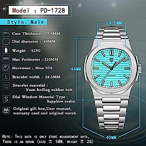 RollsTimi Pagani Design 2023 Men's Automatic Watch Stainless Steel Sapphire Crystal 40mm PP Men's Watch Quartz ST16 Automatic Movement Men's Chronograph 1728…