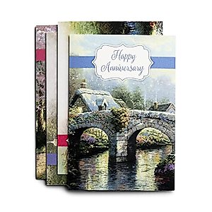 DaySpring - Happy Anniversary - Thomas Kinkade - Painter of Light - 4 Design Assortment with Scripture - 12 Boxed Cards & Envelopes (J1035)