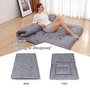 XICIKIN Japanese Floor Mattress, Futon Mattress Foldable , Roll Up Tatami Mat with Washable Cover, Easy to Store and Portable for Camping, Feather, Twin Full Queen