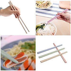 8 Pairs Reusable Chopsticks Dishwasher Safe, ECO-Friendly Wheat Straw Chinese Chopsticks Alternative to Wooden Plastic Bamboo (4 Colors)