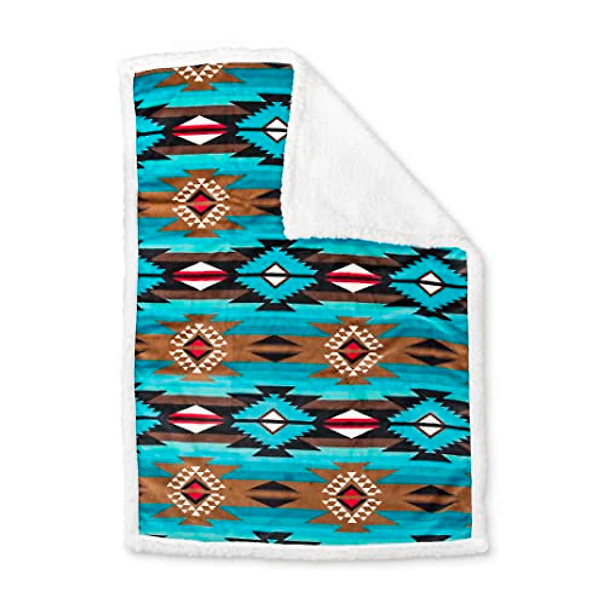 TrailCrest Ultra Soft Sherpa Fleece Throw Blanket, Cozy Plush Adult Blanket for Men & Women, Reversible with Aztec Prints, Machine Washable, 8 Colors