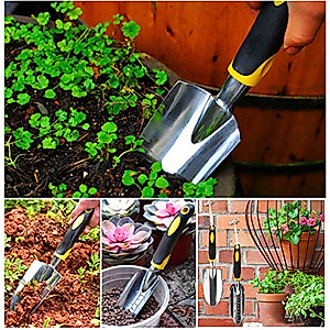 SXBBSMC Garden Trowel, Hand Shovel, 2 Piece Cast-Aluminum Heavy Duty with Soft Rubber Handle Garden Tools, Small Hand Trowel for Women Men Kids Gardening