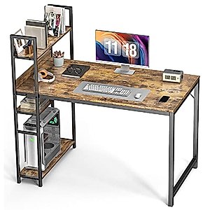 Desk Computer Desk with Shelves, Home Office Desks Table 47 Inch PC Desk Bedroom Desk Work Desk Study Desk Wood Desk with Storage Removable Middle Shelf for Dorm, Student, Gaming