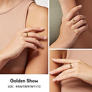 Bestyle Interlocking Rolling Gold Band Rings for Women, Trendy High Polished 18K Gold Plated Stainless Steel Dome Cross Rings, Yellow Gold Rolling Fidget Rings for Anxiety Release, Size 8