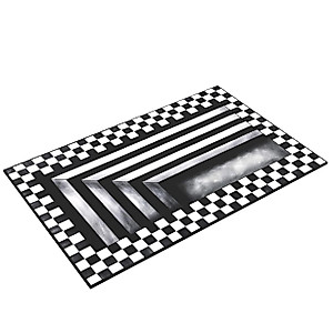 3D Vortex Illusion Square Rug Outdoor Mat Black and White Checkerboard Trap Floor Mat Decor Indoor Carpet Vortex Rug16X24inchs