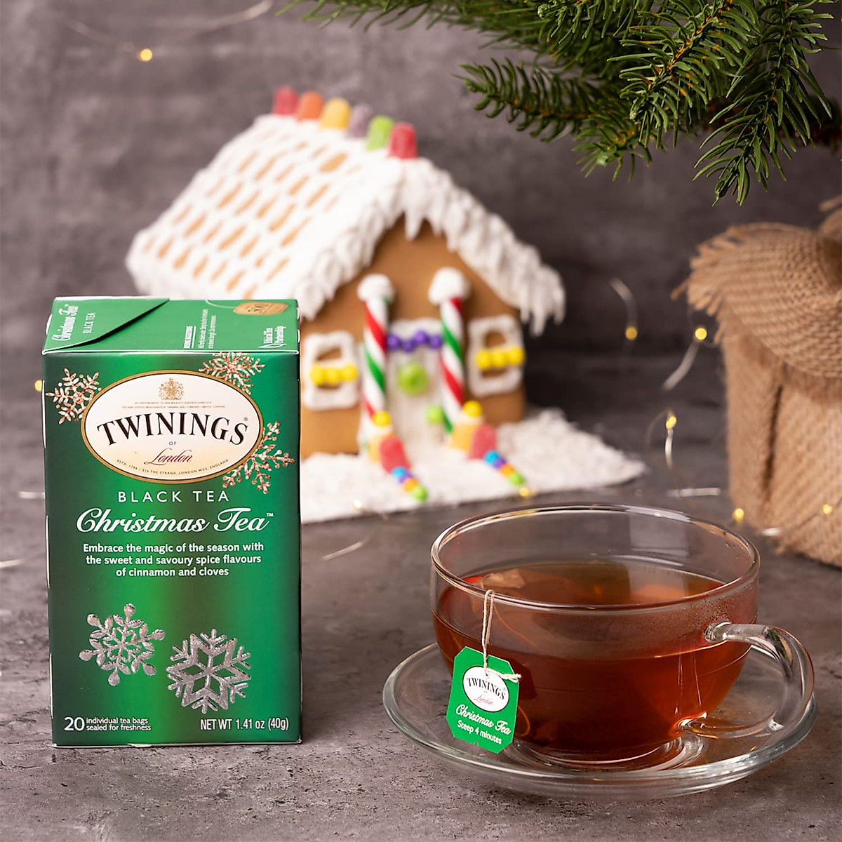 Twinings Christmas Tea - Black Tea Blended with Spicy and Aromatic Clove and Cinnamon, Tea Bags Individually Wrapped, 20 Count Ea (Pack of 2)