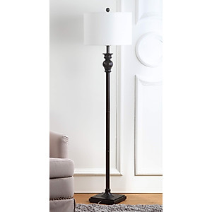SAFAVIEH Lighting Collection Alphie Rustic Farmhouse Ebony 61-inch Living Room Bedroom Home Office Standing Floor Lamp (LED Bulb Included)