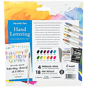 PILOT Enso Parallel Pen Hand Lettering Calligraphy Set - Amazon Exclusive Kit!; 4 Nib sizes (1.5mm, 2.4mm, 3.8mm, 6.0mm) Calligraphy, Hand Lettering or Whatever Your Muse Inspires (10678)