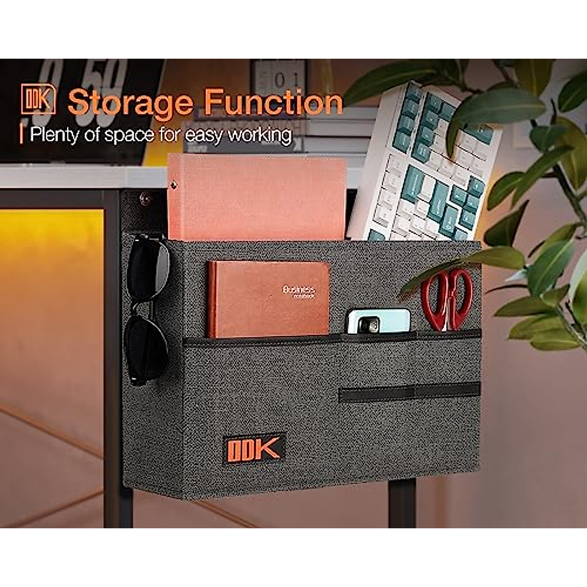 ODK L Shaped Desk with Storage Bag - 50 Inch Home Office Desk with Host Stand, White Reversible Computer Corner Desk for Bedroom Studio, Modern PC Gaming Desk for Study Writing