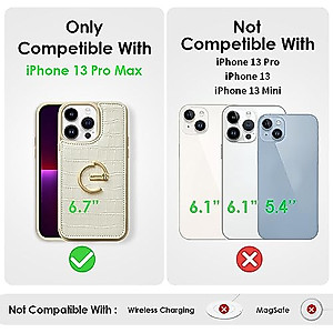 CUSTYPE for iPhone 13 Pro Max Wallet Case with Card Holder,PU Leather Protective Case with Ring Holder Kickstand Card Slots Case for Women and Men for iPhone 13Pro Max 6.7"-Beige