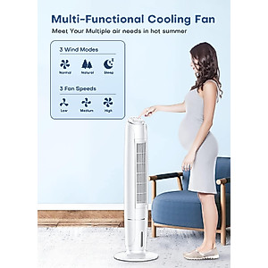 FANCOLE 43-INCH Evaporative Air Cooler, Portable Air Conditioners w/Cool Mode & 3 Speeds, 12H Timer for Auto-Off & Remote, 1 Gallon Water Tank, Wider Oscillating, Air Cooler for Room Bedroom Office