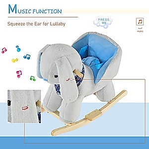 Qaba Kids Ride-On Rocking Horse Toy Bunny Rocker with Fun Play Music & Soft Plush Fabric for Children 18-36 Months