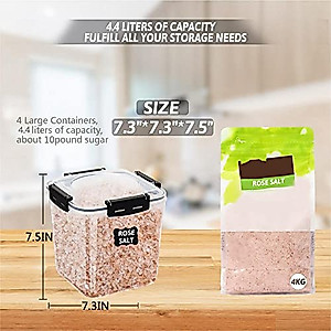 Airtight Food Storage Containers with Lids, CASA LINGO 4.4L Large Pantry Organization and Storage for Bulk Food Dry Food Cereal, Set of 4 Plastic Food Storage Containers