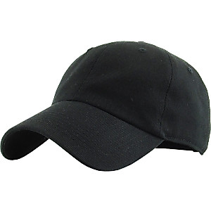 KB-LOW BLK Classic Cotton Dad Hat Adjustable Plain Cap. Polo Style Low Profile (Unstructured) (Classic) Black Adjustable