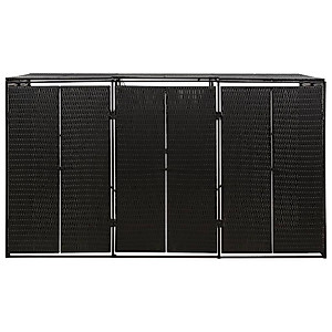 loibinfen Garbage Can Storage, Trash Can Enclosure, Garbage Can Shed for Outdoor Patio Yard Garden, Triple Wheelie Bin Shed Black 81.5"x31.5"x46.1"