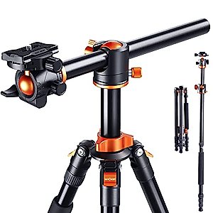 K&F Concept 74 inch Camera Tripod,Professional Center Axis Horizontal Tripods with Detachable Monopod,360 Degree Ball Head,Quick Release Plate Compatible with DSLR Cameras T254A4+BH-28L(SA254T3)