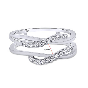 AFFY Sterling Silver Delicate Bypass Infinity Style Vintage Wedding Ring Guard Enhancer with Cubic Zirconia (0.20 cttw) Ring Size-8