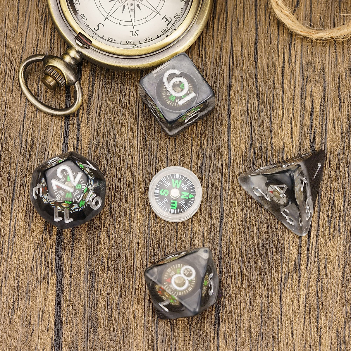 Cusdie DND Dice Set Filled with Compass Polyhedral Dice Sets for Dungeons and Dragons Playing DND Dice