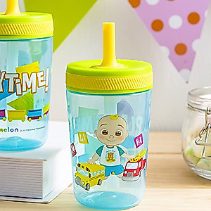Zak Designs 15oz Cocomelon Kelso Tumbler Set, Leak-Proof Screw-On Lid with Straw Made of Durable Plastic and Silicone, Perfect Bundle for Kids, 1 Count (Pack of 1)