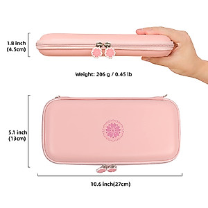 Geekshare Sakura Pink Carry Case Compatible with Nintendo Switch/Switch OLED Model – Ultra Slim Portable Hard Shell Travel Case for Switch Console & Accessories – 10 Game Cards