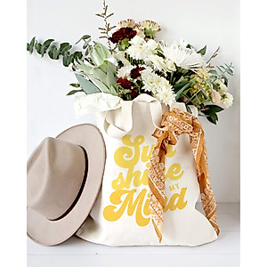 The Cotton & Canvas Co. Sun Shine on My Mind Summer Beach Bag, Swim Bag, Shopping and Travel Reusable Shoulder Tote and Handbag