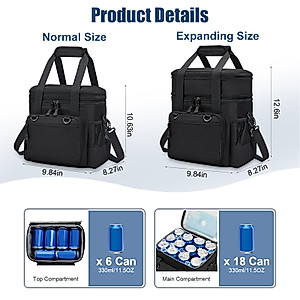 nylobist Insulated Lunch Box for Men/Women: Reusable Lunch Bag for Work Office Daytrip Picnic Beach - Leakproof Cooler Tote Bag Organizer for Adults - Black