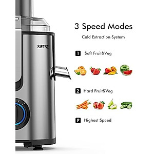 SiFENE Juicer Extractor, 3.2" Wide Mouth, Robust 800W Juicer Machine for Fresh Fruits and Vegetables, BPA-Free Stainless Steel, Quick Cleanup