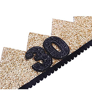 Mens 30th Birthday Crown - Photo Props Suitable for Men's and Women's 30th Birthday - 30 Years Old Suitable for Birthday Party Black Sequin Crown Hat