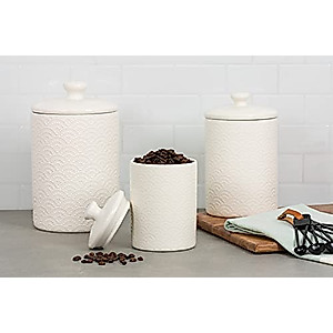10 Strawberry Street Kitchen Canister Set, 3 Piece, Tide White