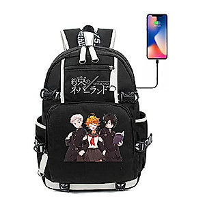 ISaikoy Anime The Promised Neverland Backpack Bookbag Laptop Bag Shoulder Bag Daypack School Bag 12