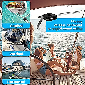 A10-080 Round Rail Grill Mount Quick-Disconnect Mounting Hardware All Angle Mounting Bracket 7/8"-1" for Marine Kettle BBQ Grill