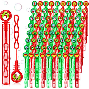Hiboom 300 Pieces Christmas Bubble Wands Mini Bubble Wands Bulk Christmas Bubbles Party Favors for Boys Girls Adults Christmas Party Favors Classroom Prizes Stocking Stuffers, No Bubble Liquid