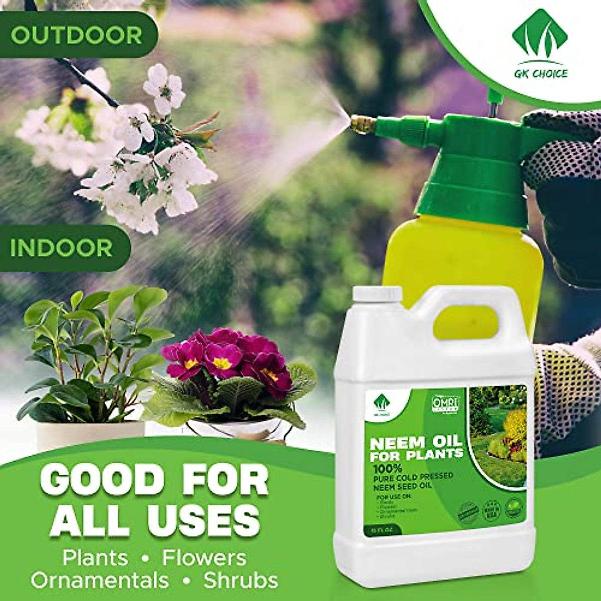 Neem Oil - Neem Oil Spray for Plants - 16 Oz - 100% Pure Cold Pressed Neem Oil for Plants Concentrate - Horticultural Spray for Indoor and Outdoor Plants, Leaf, Garden, Vegetable, Fruit Trees