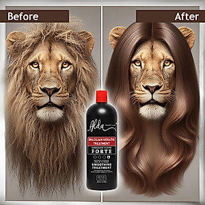Alda Chocolate Brazilian Keratine Treatment Permanent Straightening Blowout 32 fl oz + Shampoo Clarifying 16 fl oz.