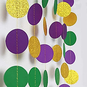 Mardi Gras Decorations Fat Tuesday Decor Fat Tuesday/Shrove Tuesday Hanging Bunting Banner New Orleans Party Mardi Gras Banner Gold Purple Green Circle Dots Garland Mardi Gras Mask Sign Banner Kit
