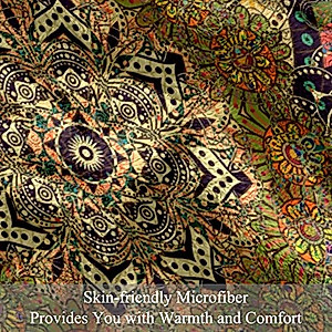 Throw Blanket Lightweight Microfiber Fleece Blanket,Paisley Floral Mandela,Soft Cozy 59.0x78.7 Bed Blankets