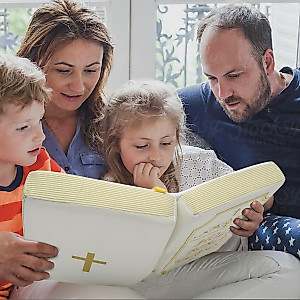 Yelakey Bible Pillow Book Plush That Opens Christian Holy Bible Stuff Religious Party Favors Gifts for Kids for Christening Easter