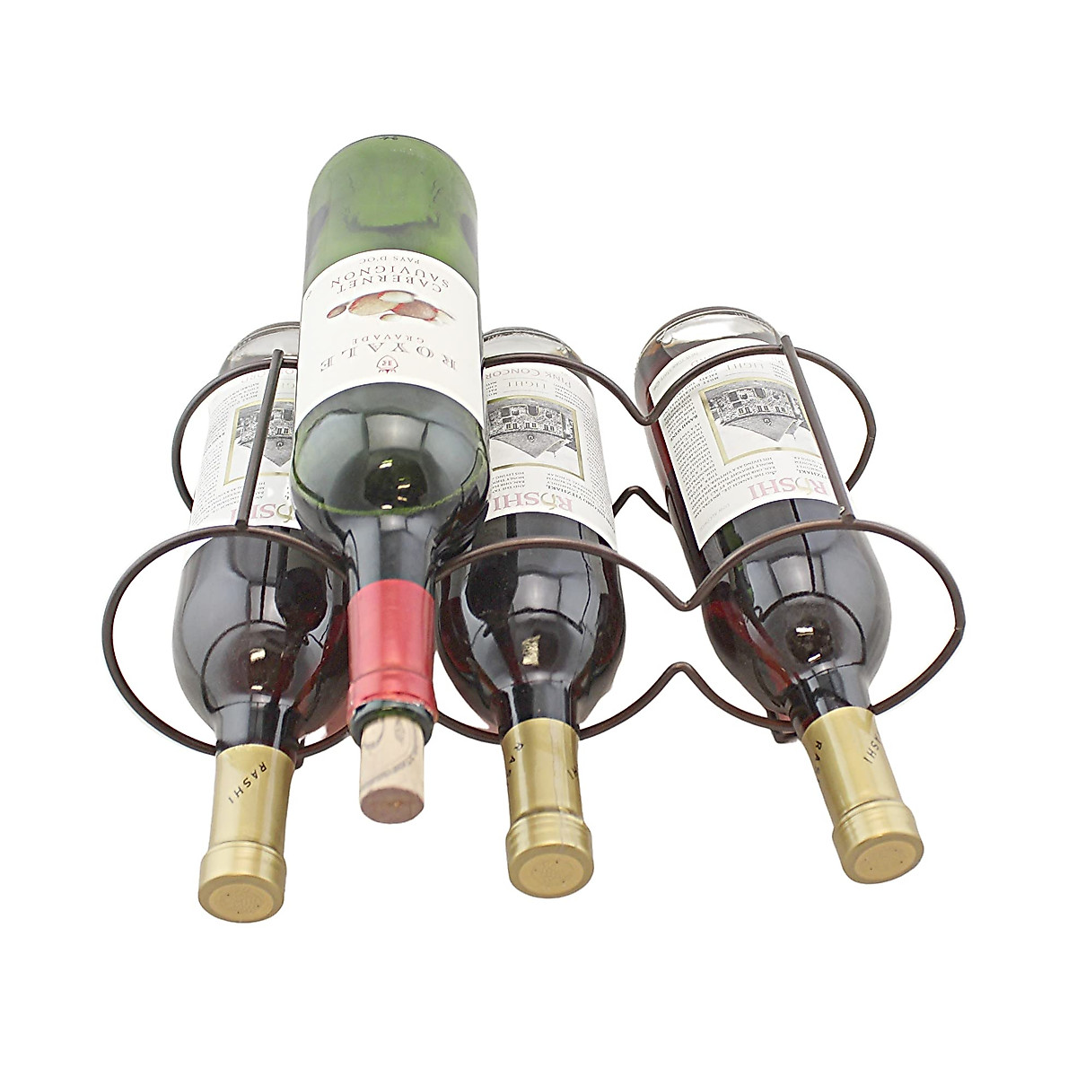 Dependable Industries inc. Essentials Steel Wine Holder Table Top Countertop Stackable Free Standing Vertical Holder Organizer Modern 5 Bottle (Bronze)