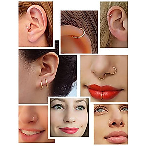 Motbegit Small Gold Hoop Earrings: 14K Gold Plated Huggie Hoop Earrings for Cartilage Helix Tragus 18g Tiny Thin Hoop Earrings for Women Men