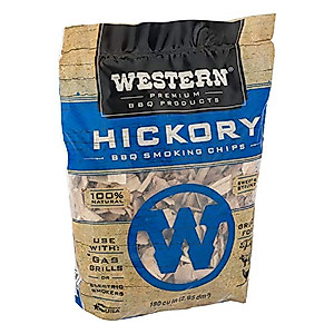 Western Premium BBQ Products Hickory BBQ Smoking Chips, 180 cu in